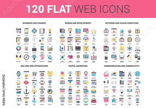 120 Flat Web Color Icons 1 Stock Template Adobe Stock