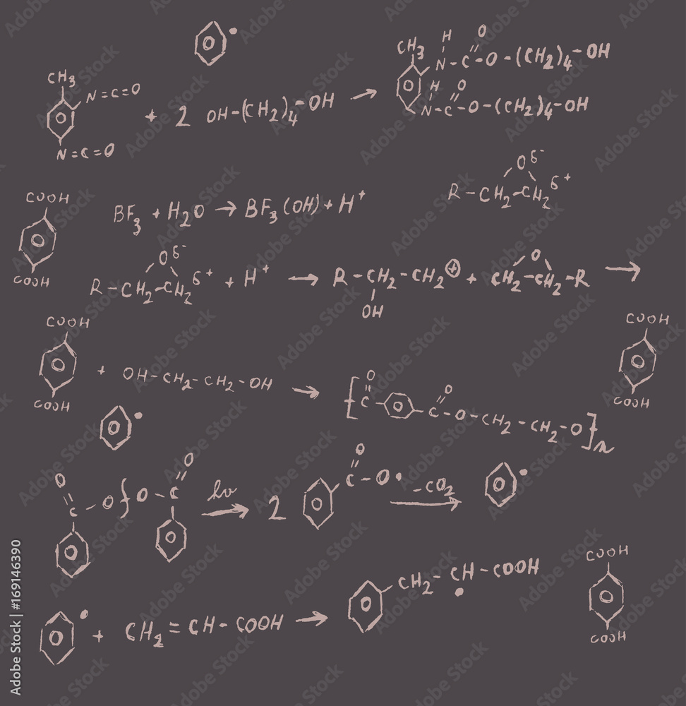Background consisting of chemical reactions and formulas Stock Vector ...