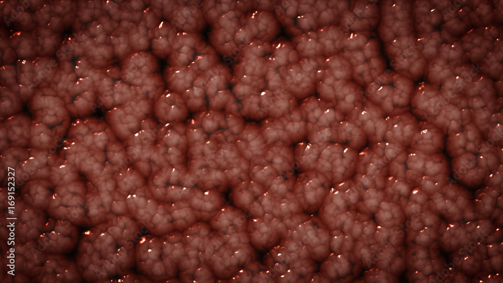 Cells moving graphic pulsing flesh, horror style background brains skin ...