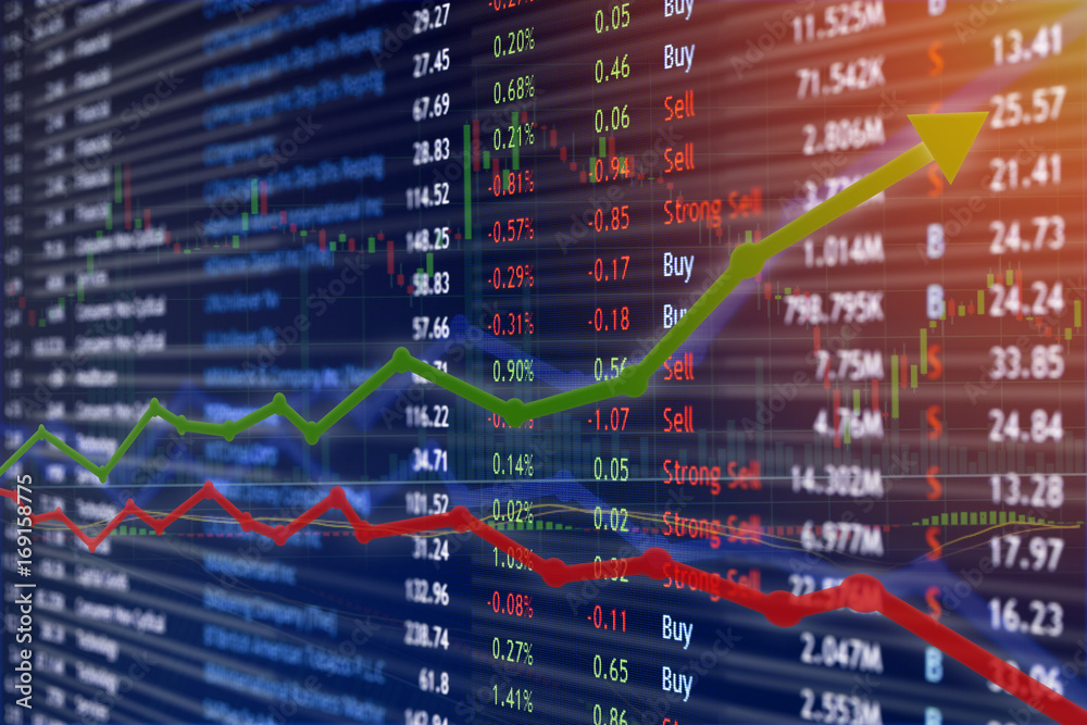 Financial business graph chart for stock market price shift lows and ...