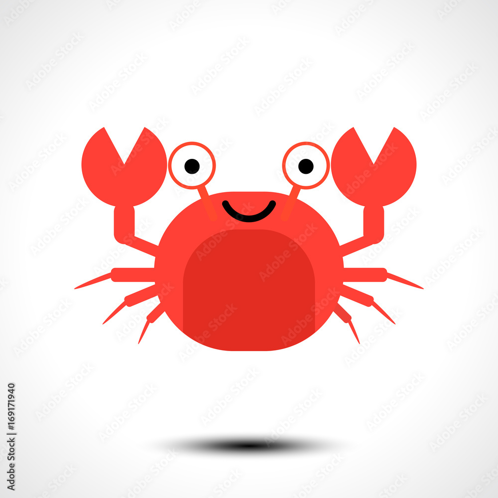 Crab icon. Cute cartoon baby character isolated on white background ...