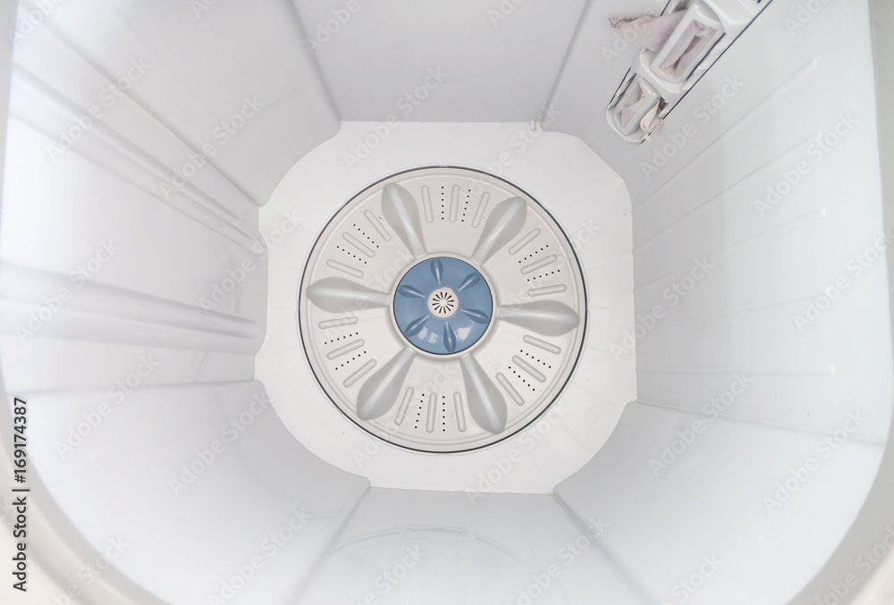 Top view inside Washing machine . Stock Photo | Adobe Stock