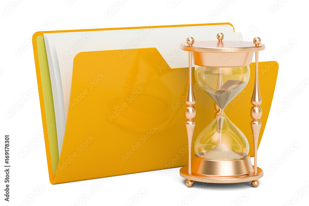 Computer folder icon with clock, 3D rendering Stock Illustration ...