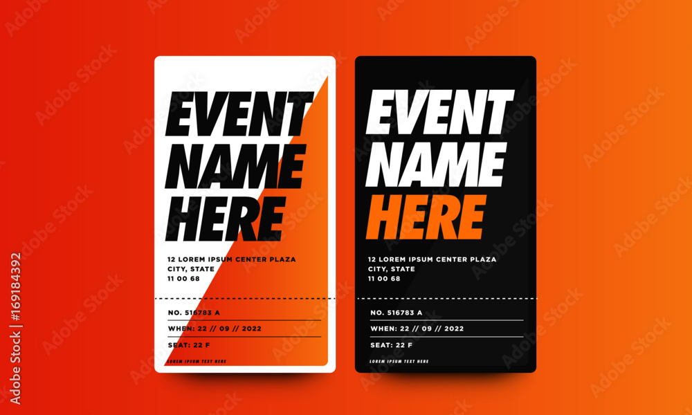 Event Ticket Template With Venue and Date Details Stock Vector | Adobe ...