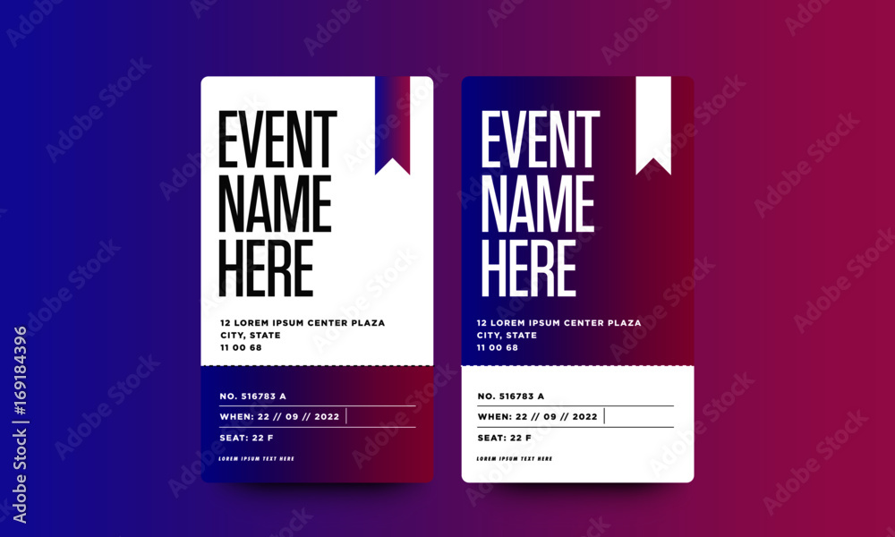 Event Ticket Template With Venue and Date Details Stock Vector | Adobe ...