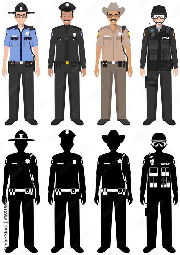 Police people concept. Set of different detailed illustration and ...