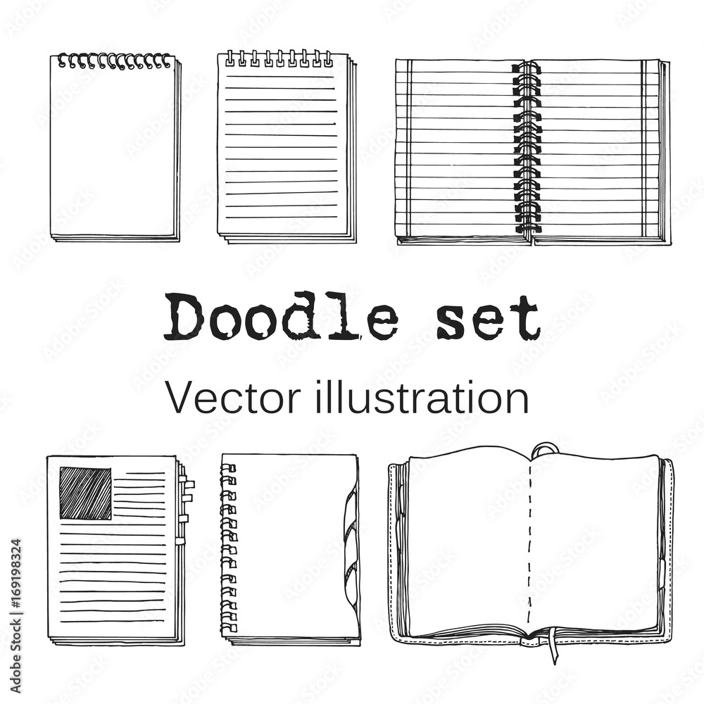 Vector Set of Sketch Notebooks, Notepads and Diaries. Office stuff set ...