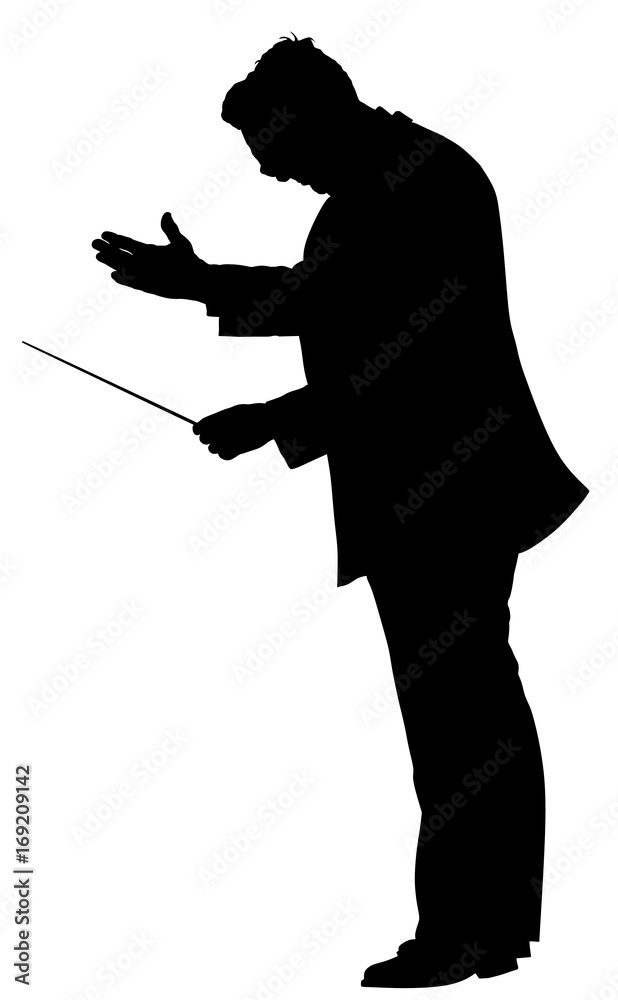 Music conductor vector silhouette illustration isolated on white ...