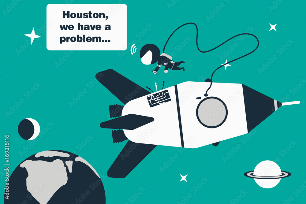 Astronaut in open space, eliminates the problem with the rocket and ...