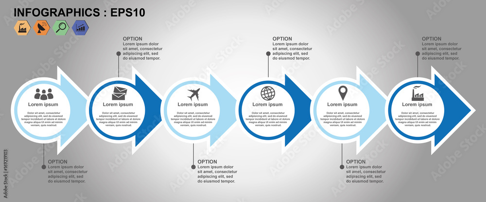 Timeline infographics flowchart template, process step, Vector ...