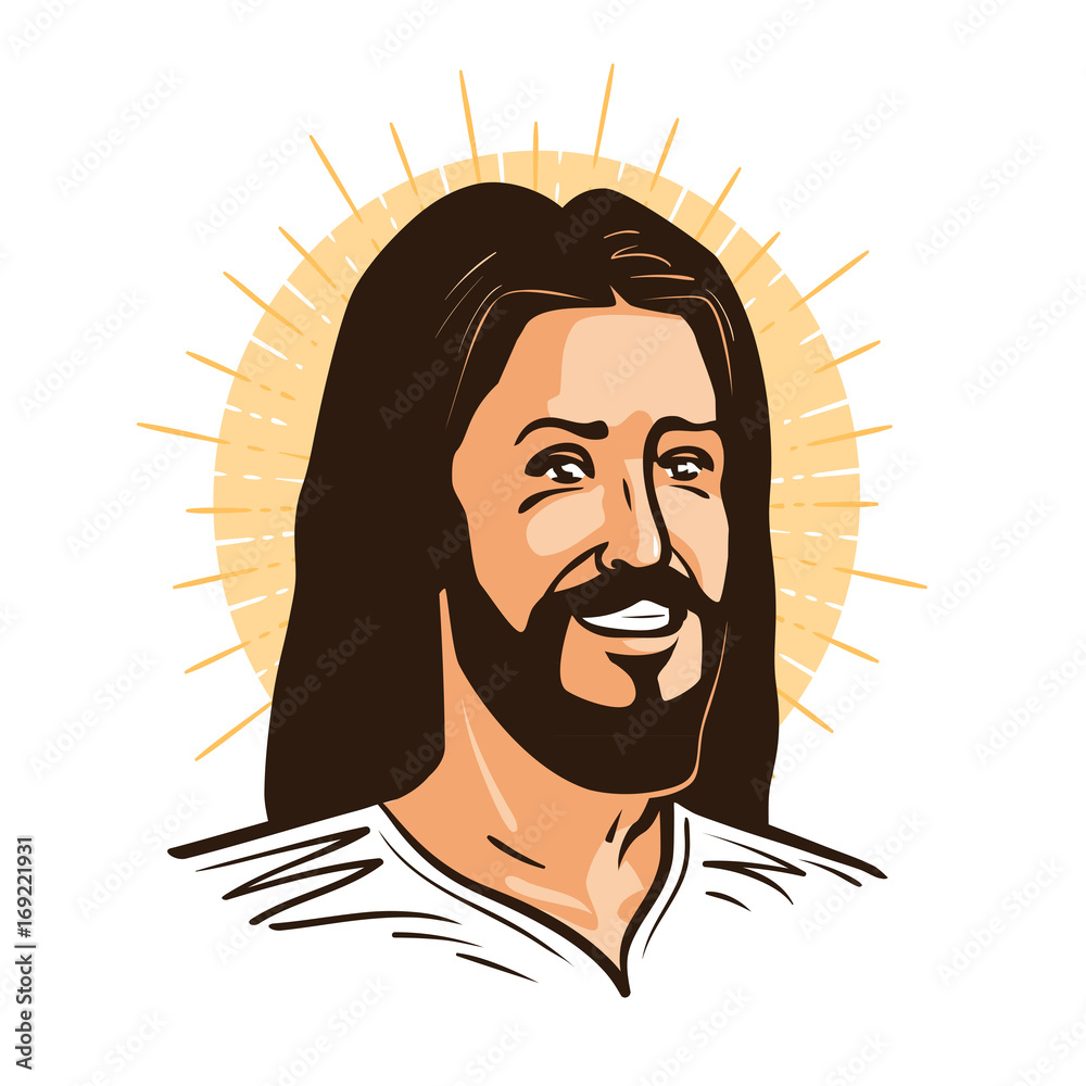 Portrait of happy Jesus Christ. Messiah, God symbol Christianity ...