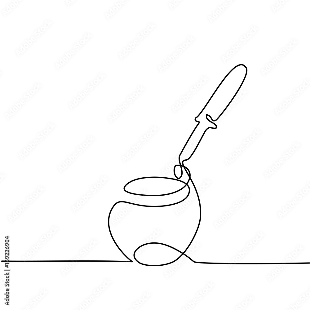 Continuous line drawing. Cosmetic cream with pipette logo. Black and ...
