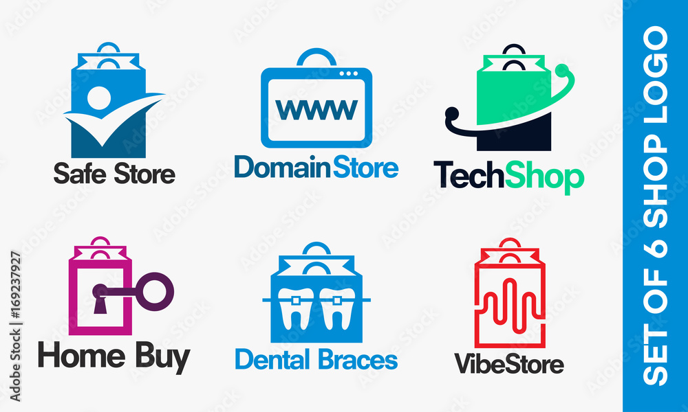 Set of Shopping logo designs. Set of Online Shopping logo, Safe Shop ...