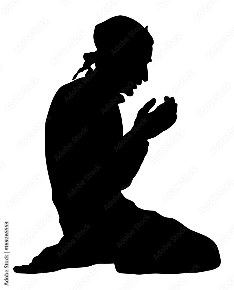 Islamic religion. Pose of muslim man praying vector illustration ...