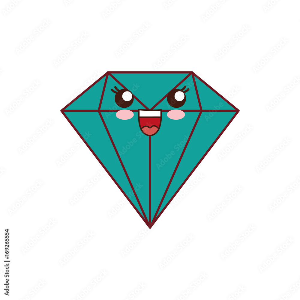 kawaii diamond icon over white background vector illustration Stock 벡터 ...