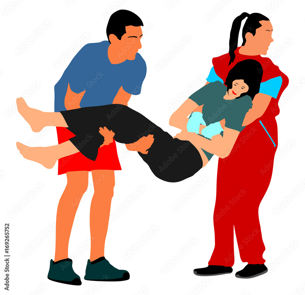 Rescue drowning first aid vector illustration. Patient rescue. Drunk ...