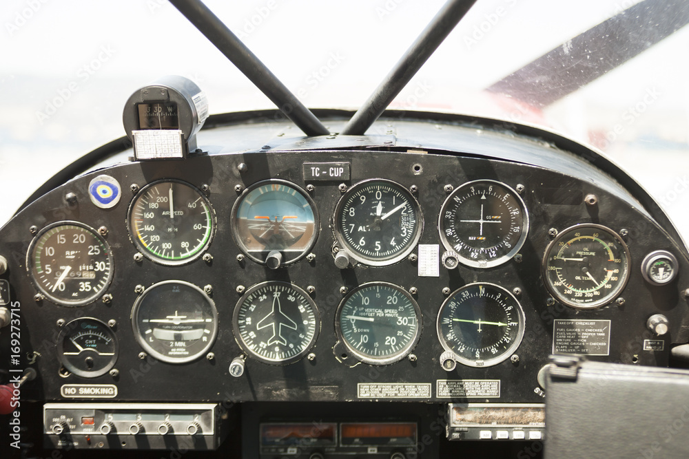 Inside view in cockpit of small airplane Stock Photo | Adobe Stock