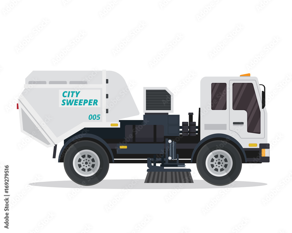 Modern Street Sweeper Truck Illustration Logo Stock Vector | Adobe Stock