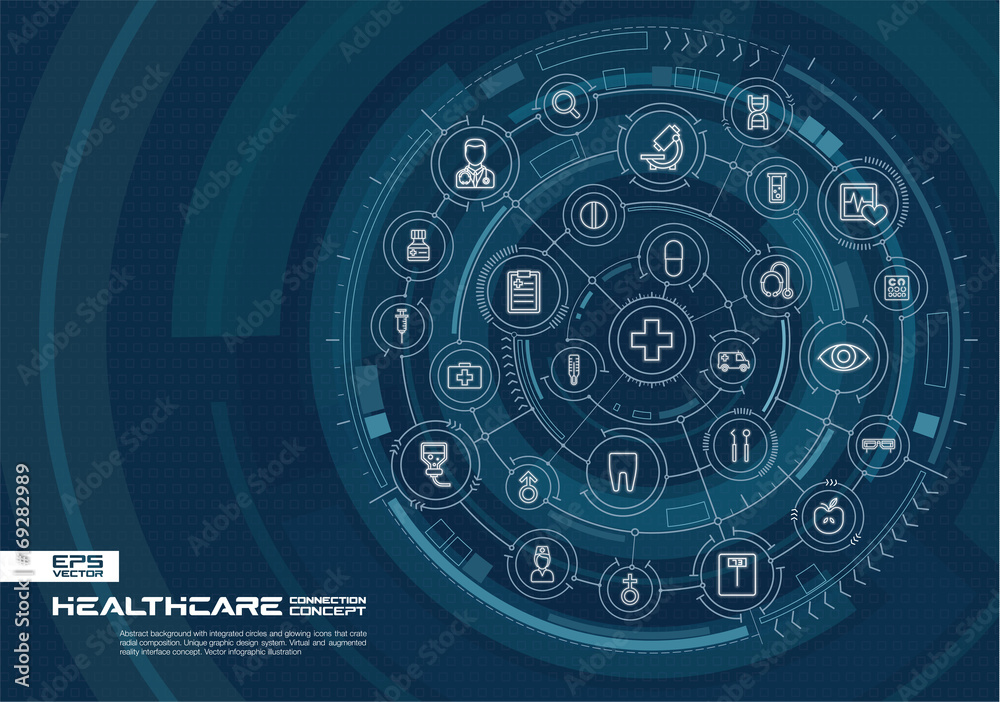 Abstract healthcare, medicine background. Digital connect system with ...