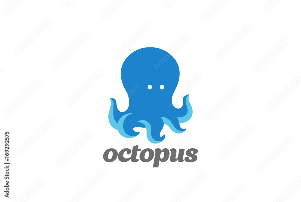 Friendly funny Octopus Logo design vector template Stock Vector | Adobe ...