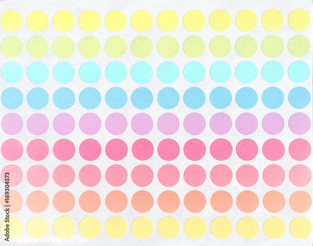 stickers. rainbow and pastel colors of polka dot stickers background ...