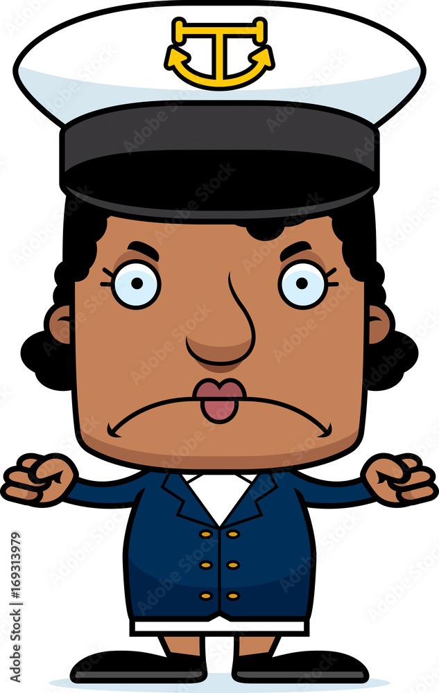 Cartoon Angry Boat Captain Woman Stock Vector | Adobe Stock