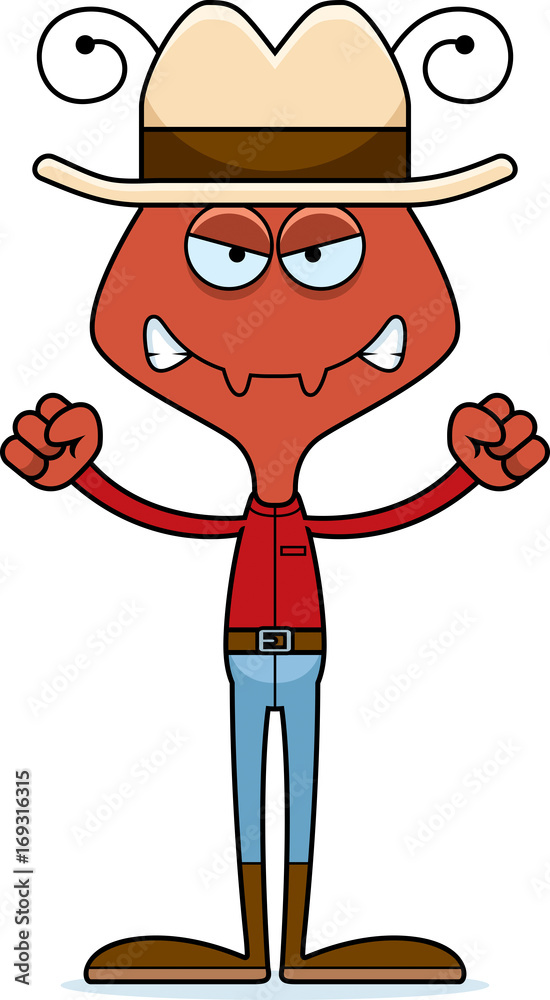 Cartoon Angry Cowboy Ant Stock Vector | Adobe Stock