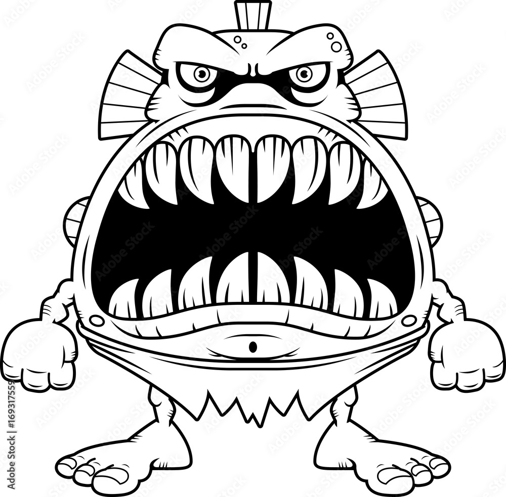 Angry Cartoon Fish Creature Stock Vector | Adobe Stock