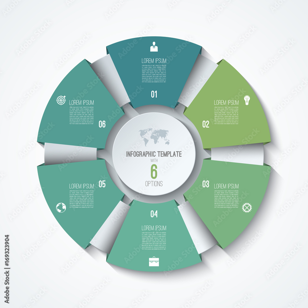 Circle infographic template. Process wheel. Vector pie chart. Business ...