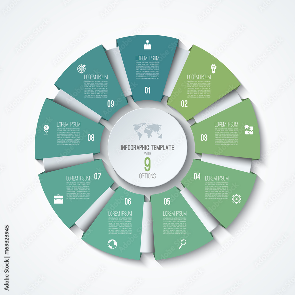 Circle infographic template. Process wheel. Vector pie chart. Business ...