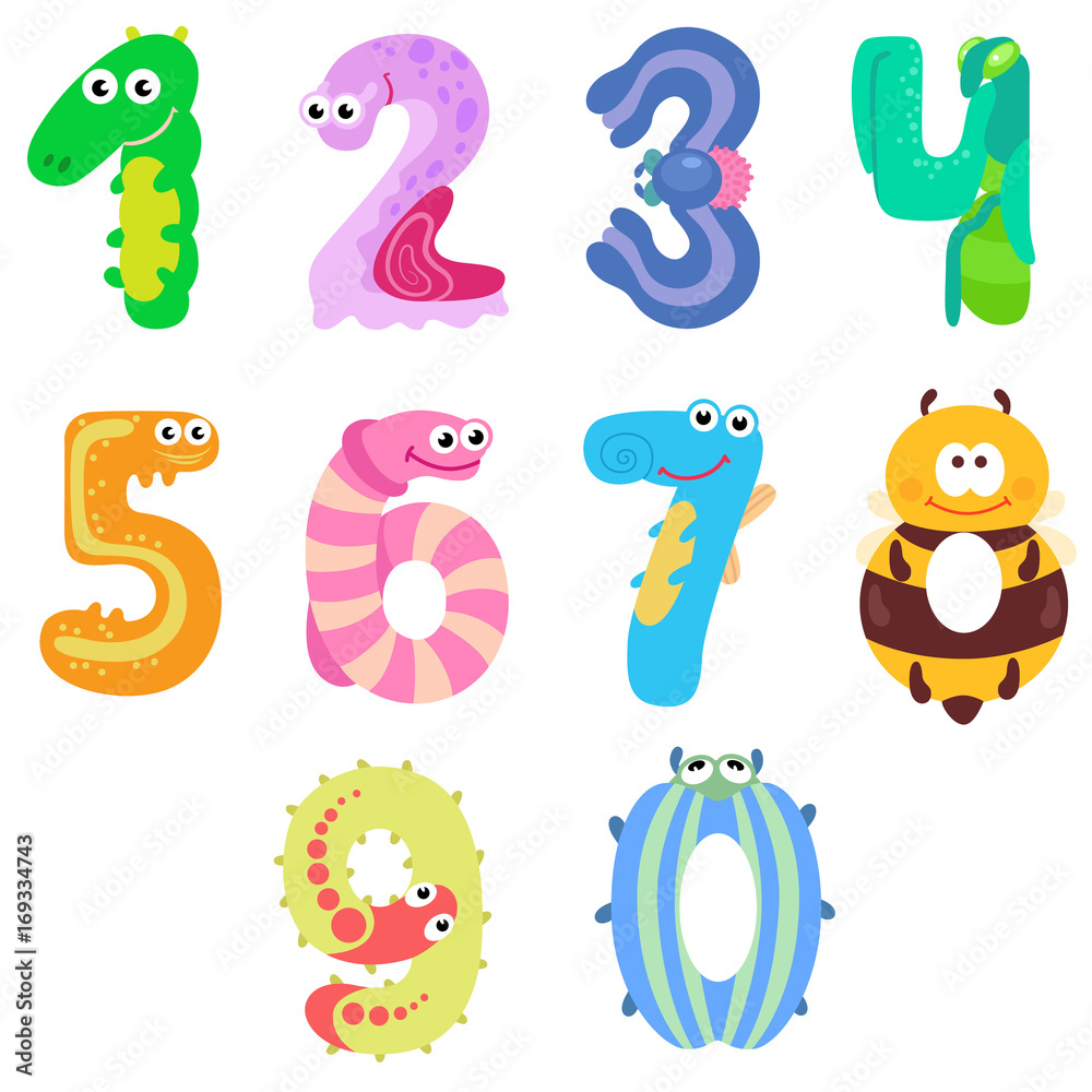 Numbers like insects / There are ten numbers like different insects ...