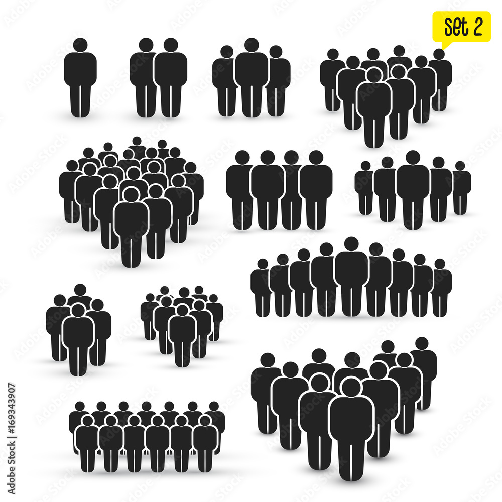 People Icon set in trendy flat style. Persons symbol for your ...