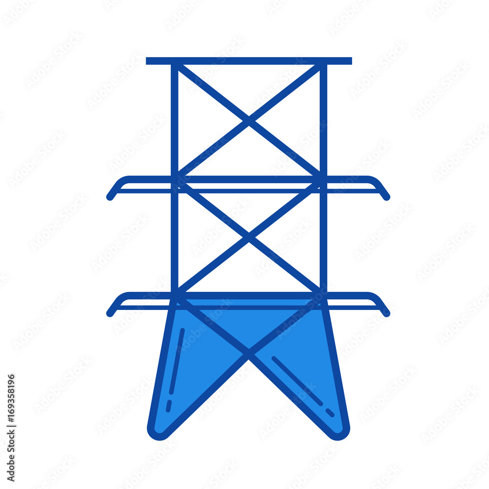 Electric tower vector line icon isolated on white background. Electric ...