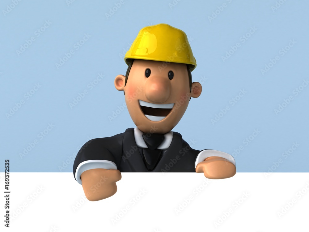 Cartoon architect - 3D Illustration Stock Illustration | Adobe Stock