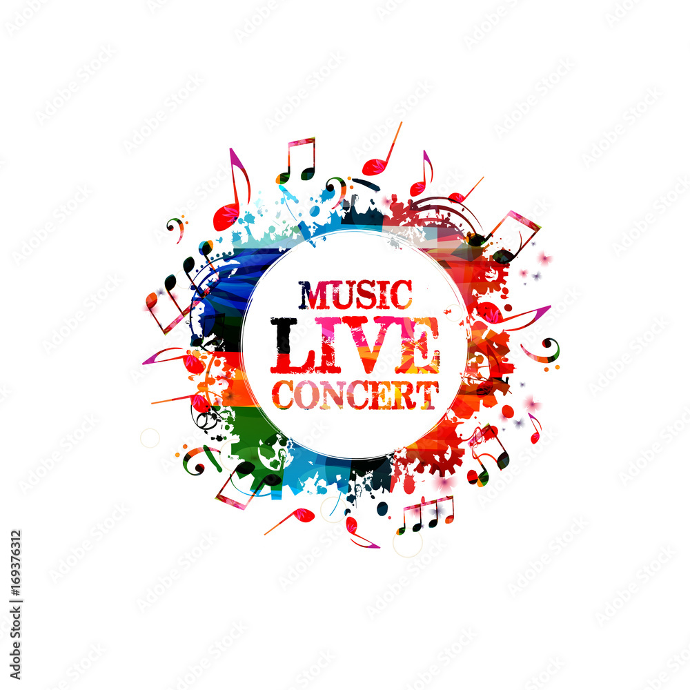 Music poster design vector illustration. Colorful music banner for ...