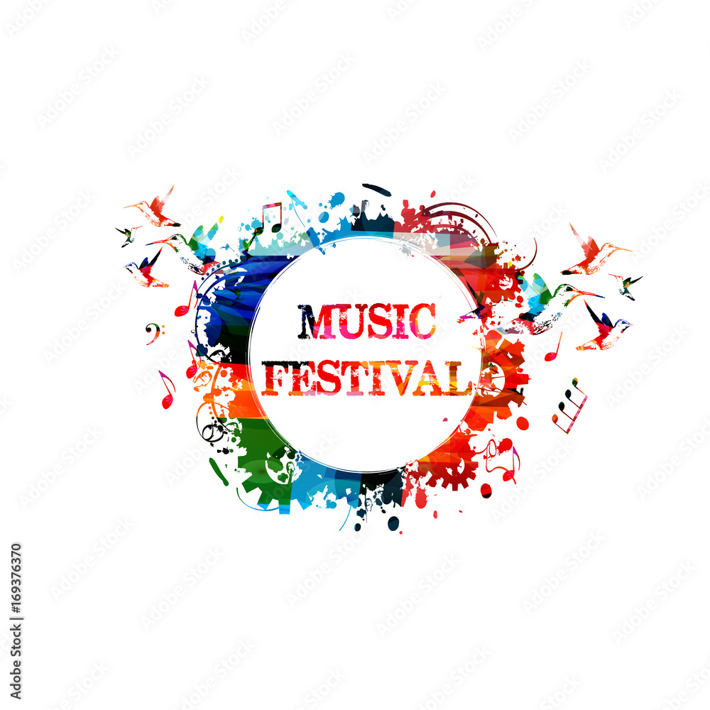 Music poster design vector illustration. Colorful music banner for ...