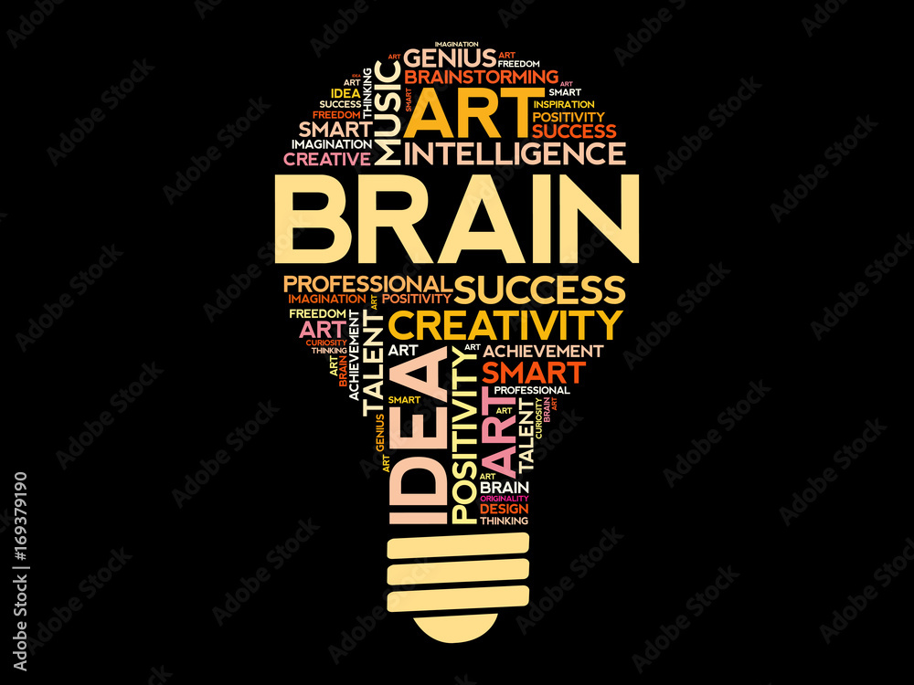 Brain bulb word cloud, collage concept background Stock Vector | Adobe ...
