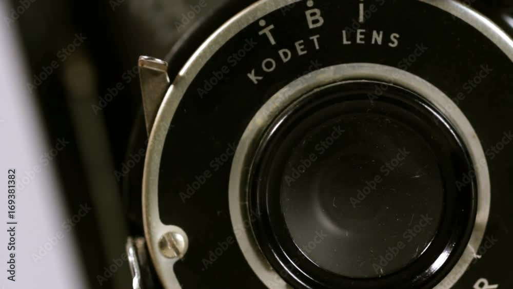 Vintage camera turns, and the shutter is released Stock Video | Adobe Stock