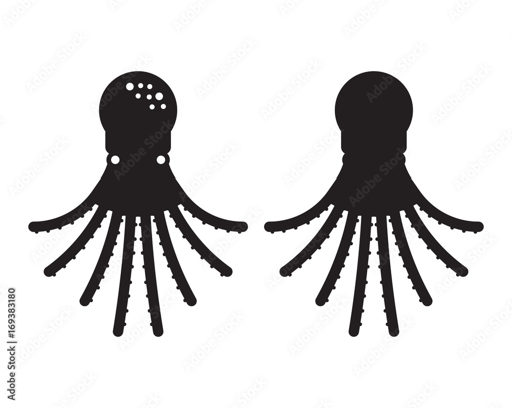 Swimming octopus icon in outline style. Octo logo or label template ...