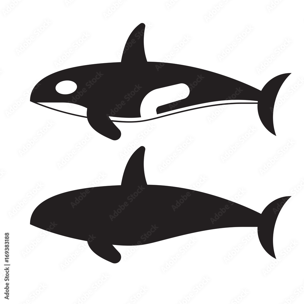 Killer whale vector icon it outline style. Orca logo or label template ...