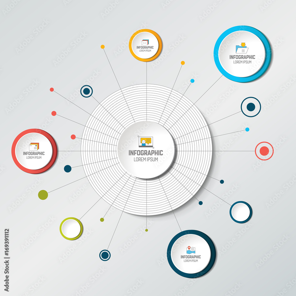 Net, molecule structure with circles. Infographic, template, network ...