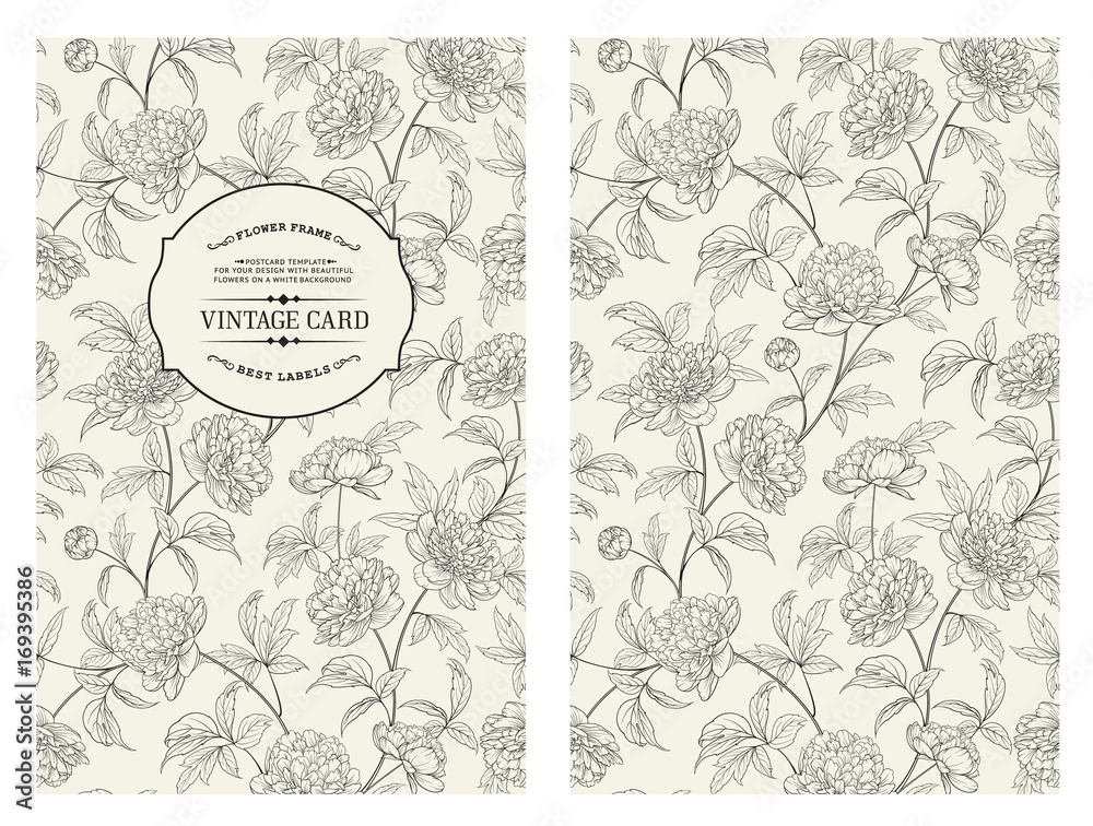 Botanical cover design with floral elements. Vintage card design with ...