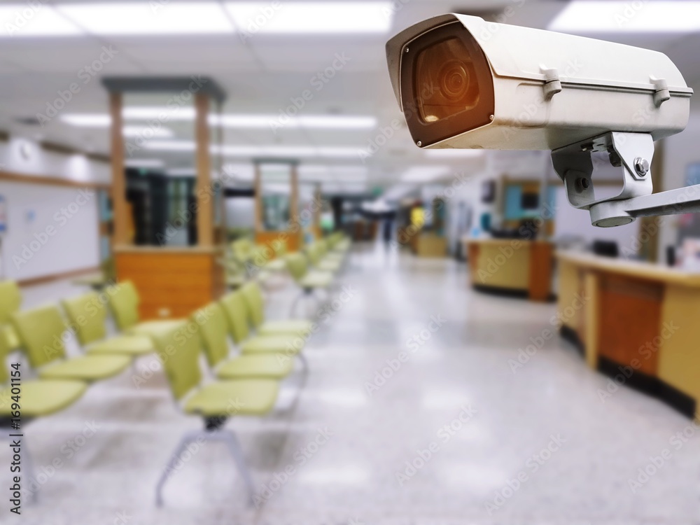 CCTV, security indoor camera system operating with blurred view of ...