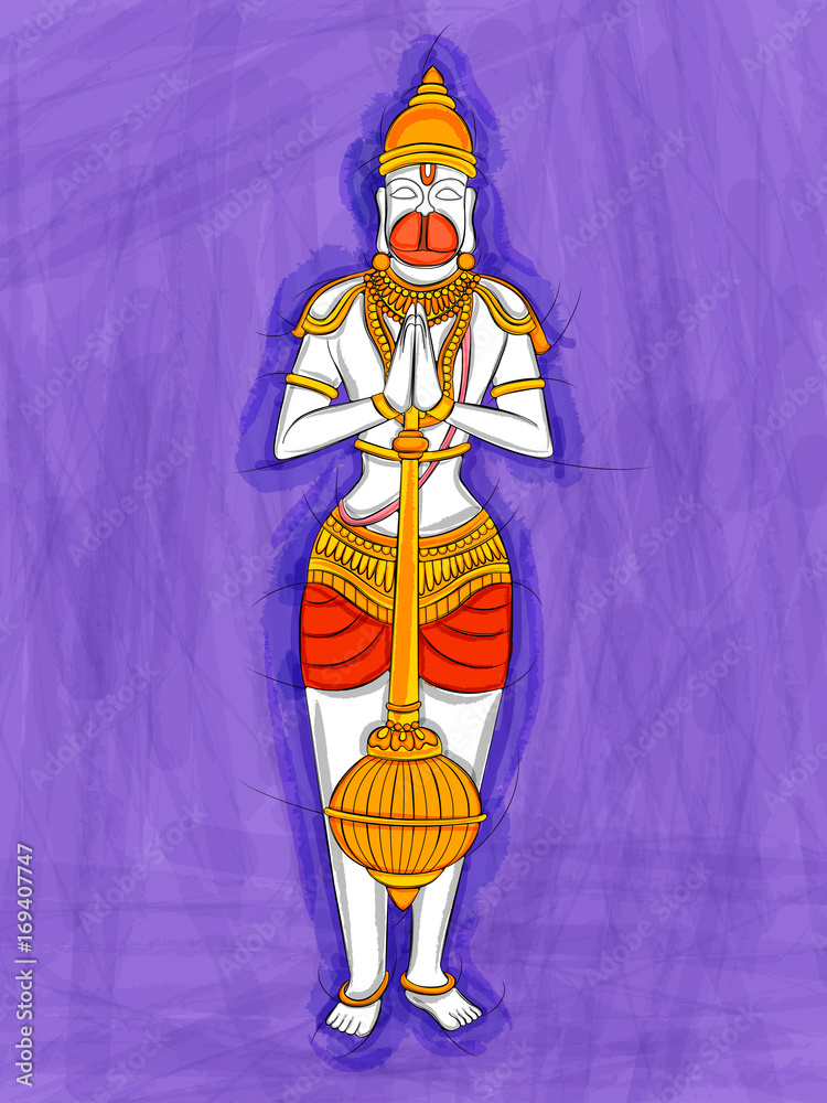 Abstract Statue painting of Indian God Hanuman sculpture Stock Vector ...