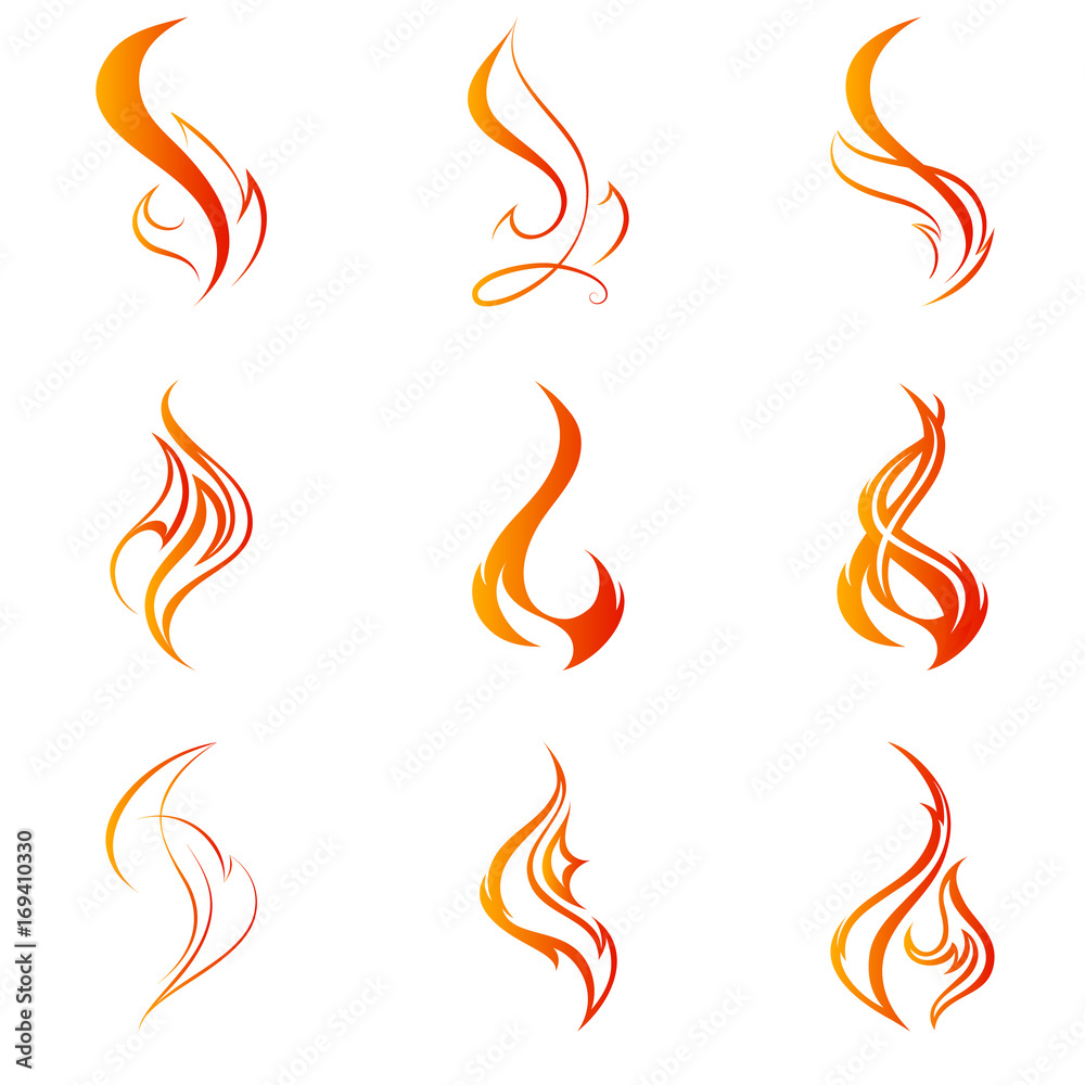Fire flames. Collage. Stock Vector | Adobe Stock