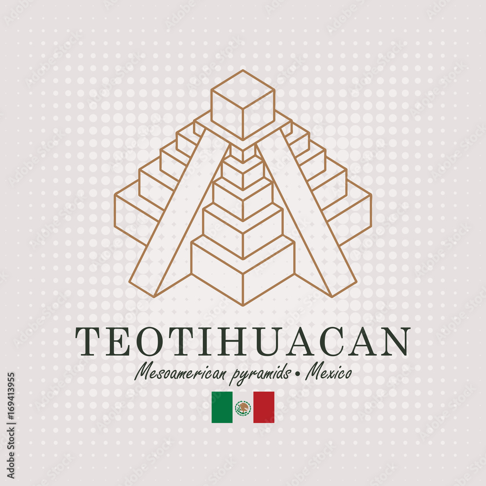 Vector schematic drawing of the mesoamerican pyramids in Mexico with ...