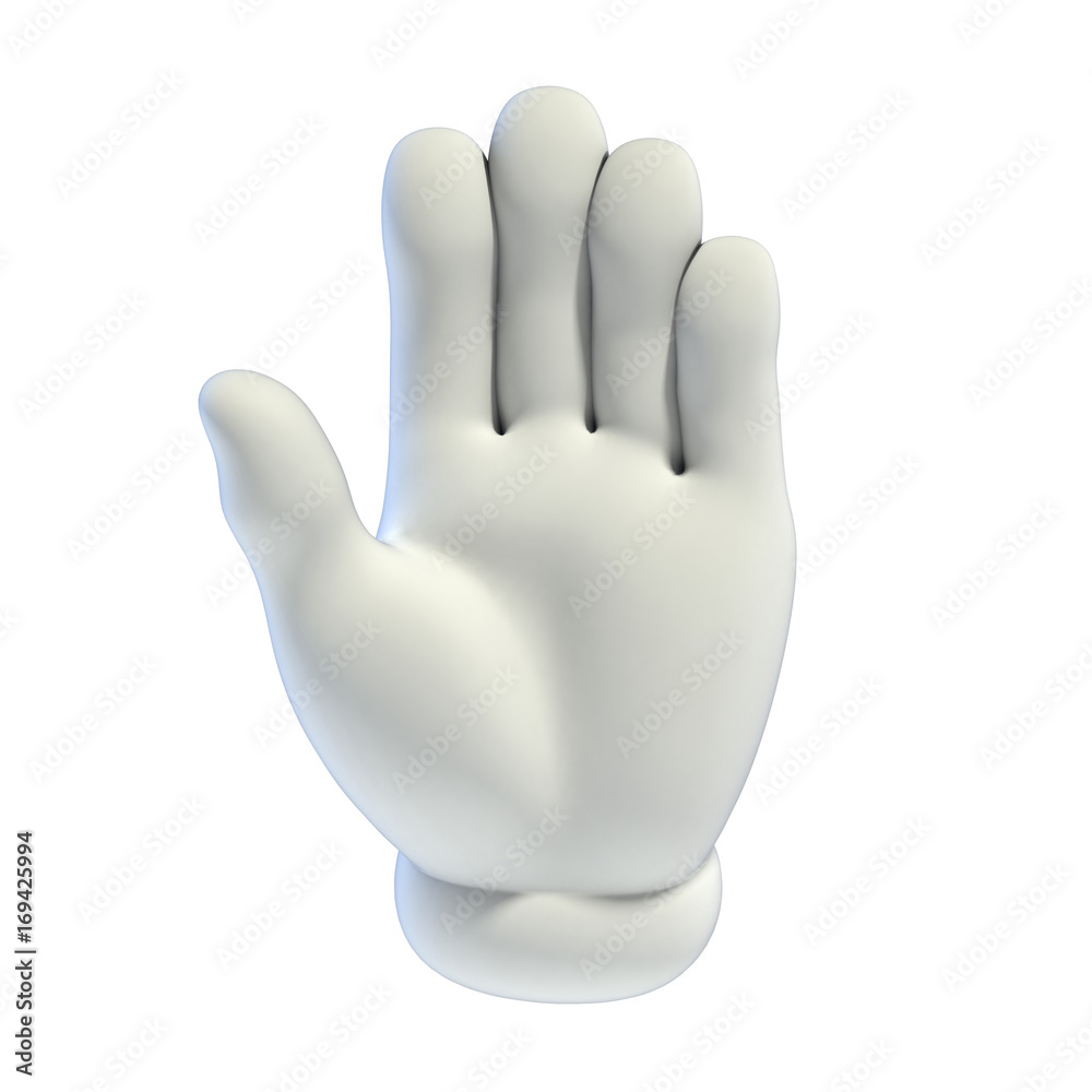 Cartoon hands set - stop hand gesture 3d rendering Stock Illustration ...