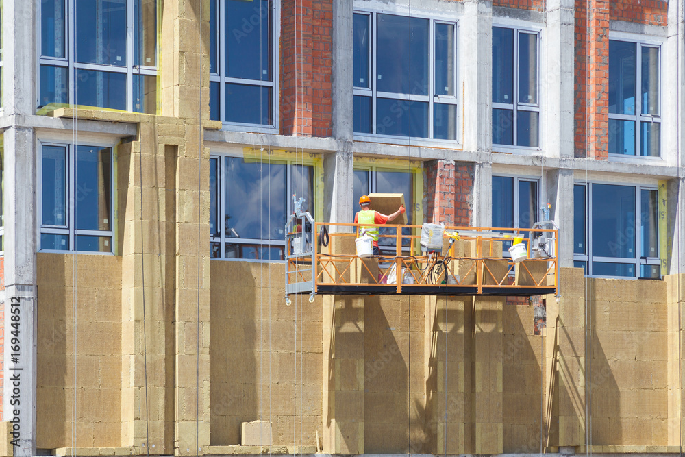 Energy efficiency wall renovation for energy saving. Exterior house ...