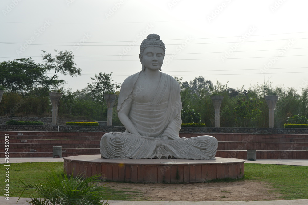 Buddha Statue in Chandigarh Sukhna Lake, Northern India Stock Photo ...