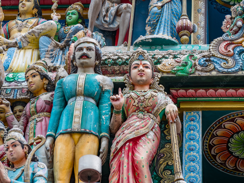 Sculpture, architecture and symbols of Hindu temple at Singapore , Sri ...